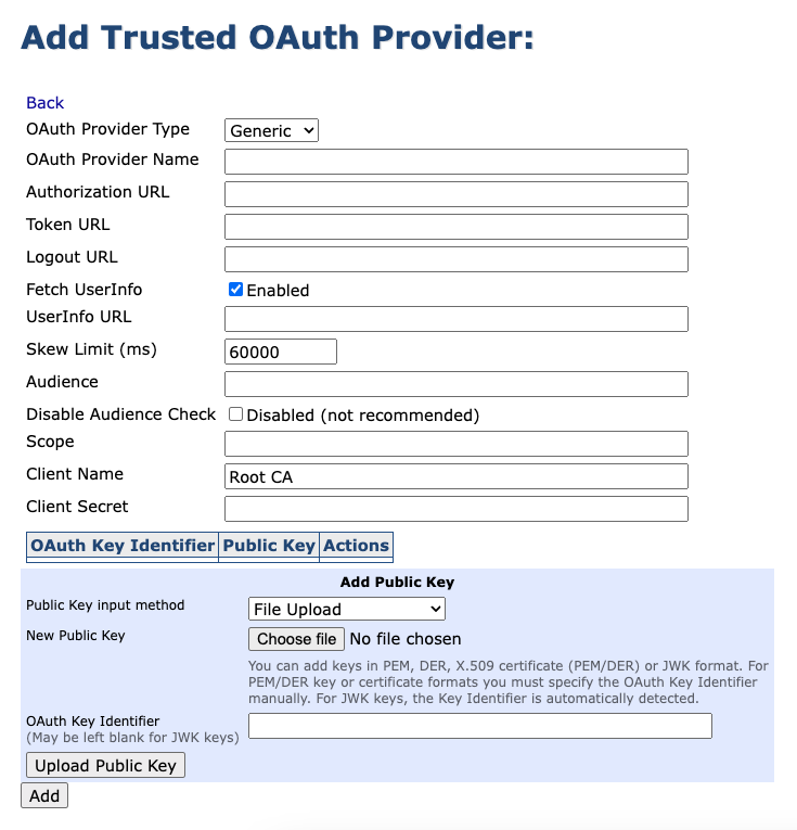 OAuth Provider Management